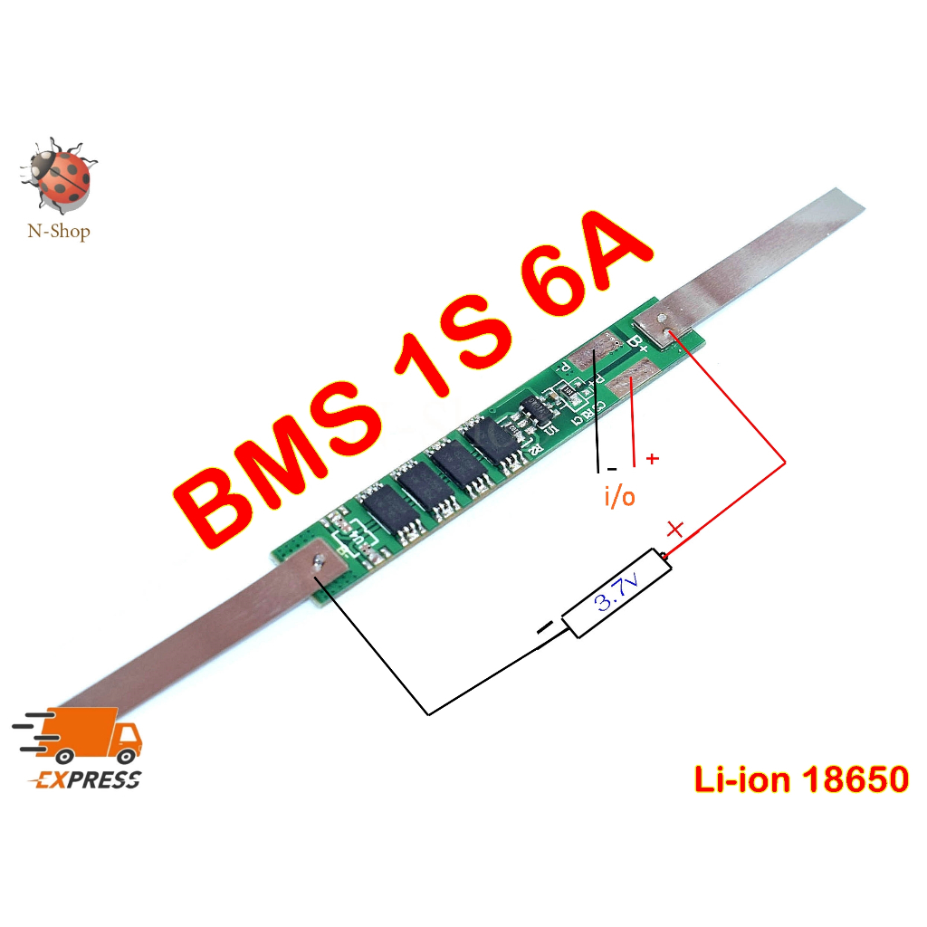BMS 1S 3.7V 4.2V Li-ion วงจรป้องกันแบตเตอรี่ bms ชาร์จแบตเตอรี่ลิเธียม ...