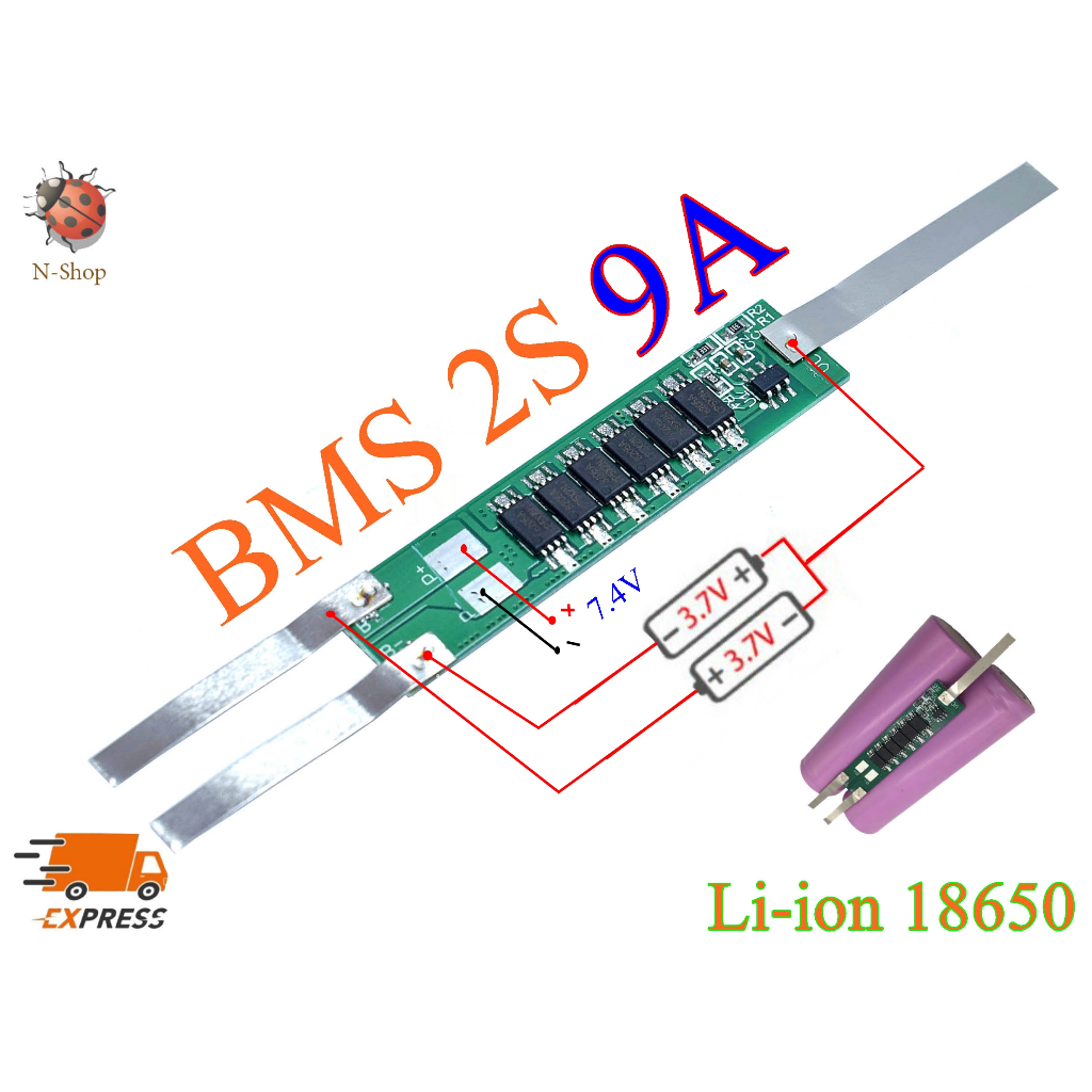 BMS 2S 7.4V (8.4V) Li-ion วงจรป้องกันแบตเตอรี่ bms ชาร์จแบตเตอรี่ ...