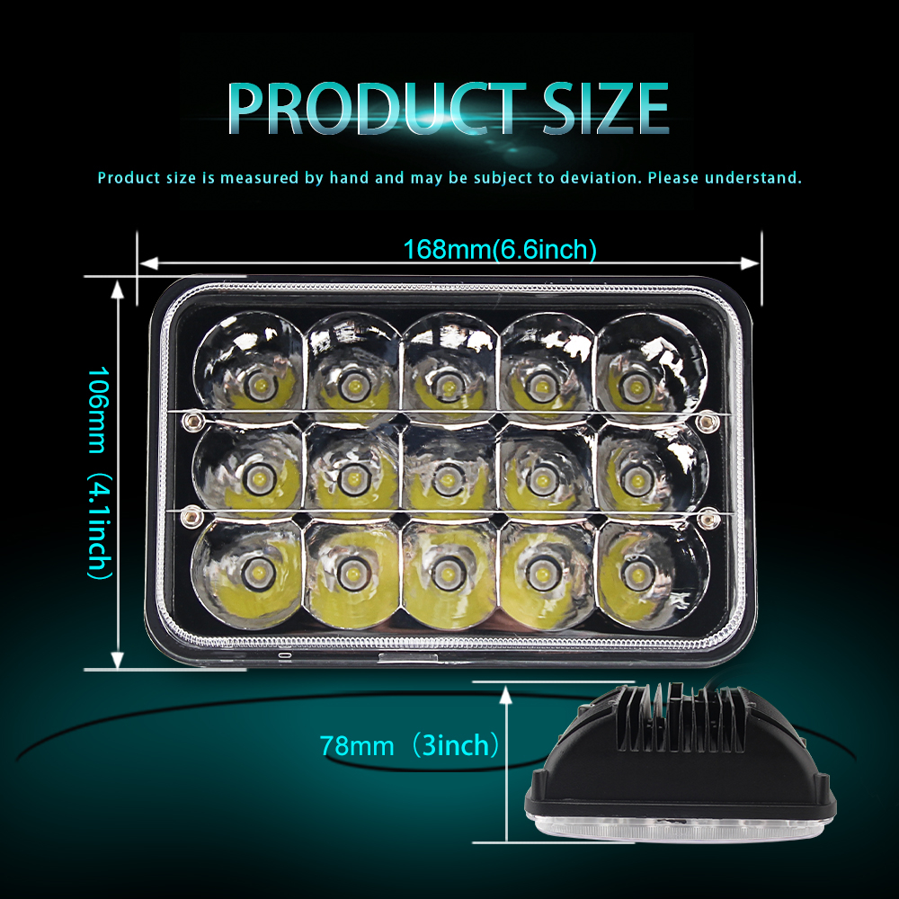 HL 5x7" 7x6 LED Headlight Hi/Low DRL Beam for Spot Flood Combo Beam LED ...