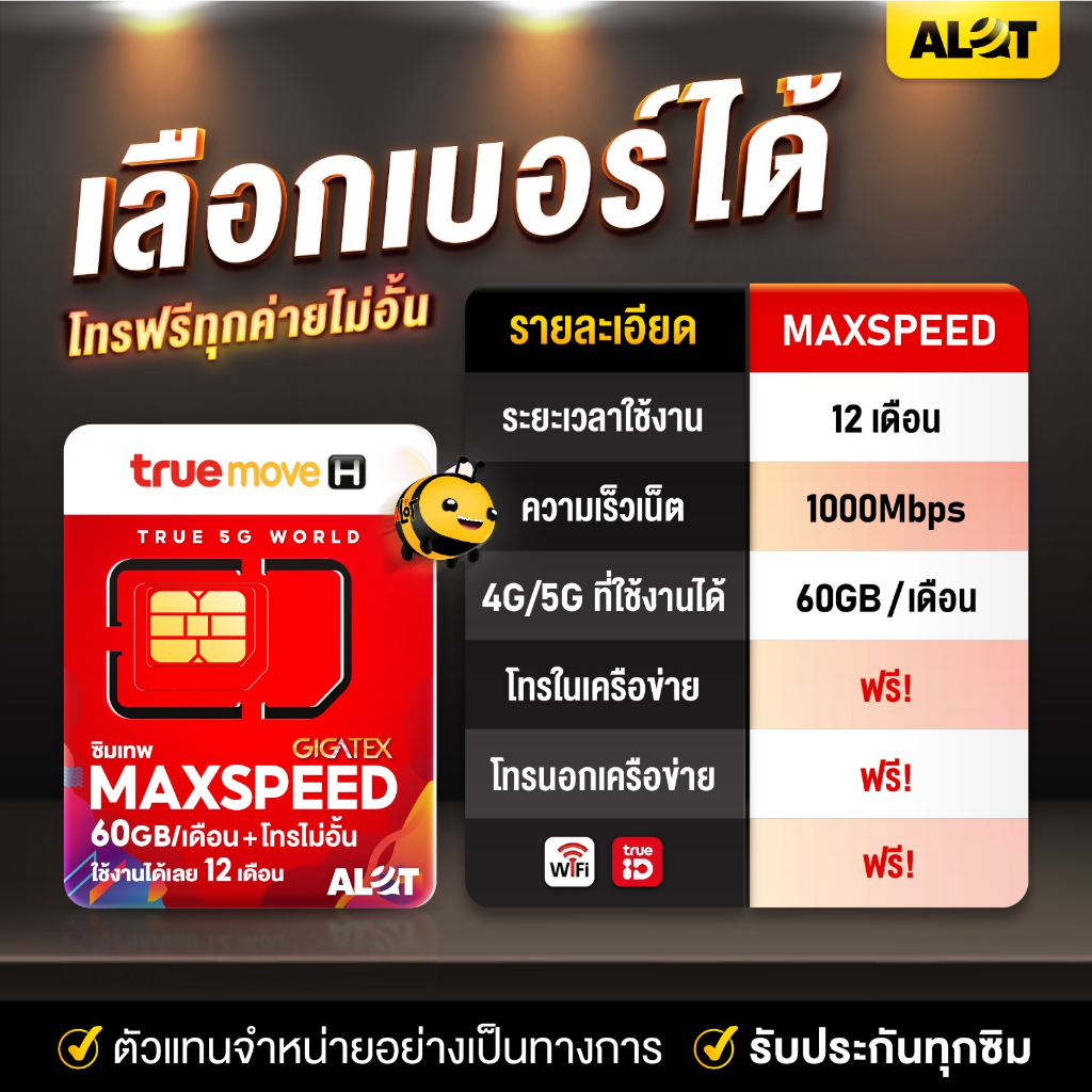 ซิมทรู Maxspeed ชุด4 เลือก เบอร์ ได้ ซิมโทรปี ซิมเทรายปี ซิมทรูมูฟรายปี ซิมทรูรายปี 60GB ต่อ ...