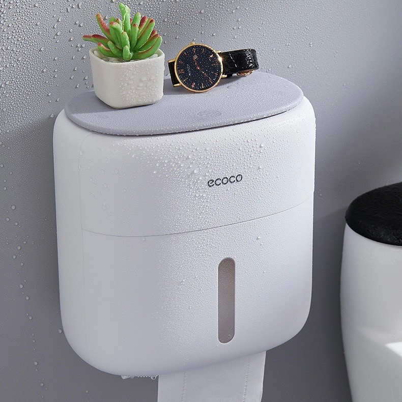 HOME818 กล่องใส่ทิชชู กล่องทิชชู่อเนกประสงค์ กันน้ำ ติดผนังไม่ต้องเจาะ มี2แบบให้เลือก ECOCO ...