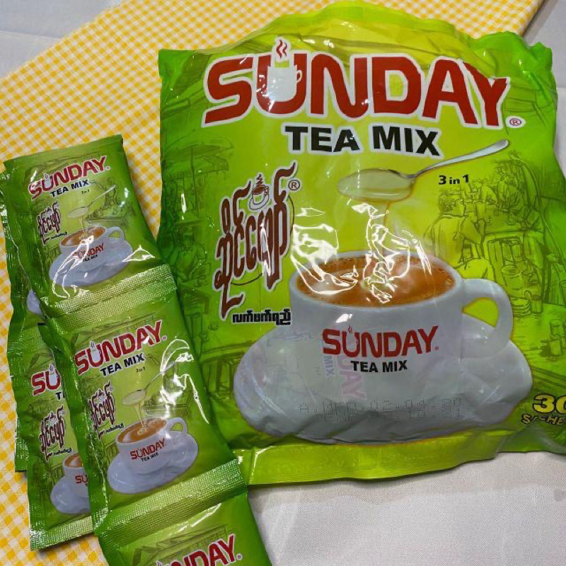 Sunday Tea mix 3in1 สูตรใหม่ ห่อสีเขียว สูตรนมข้นหวาน รสกลมกล่อม ชงชา ...
