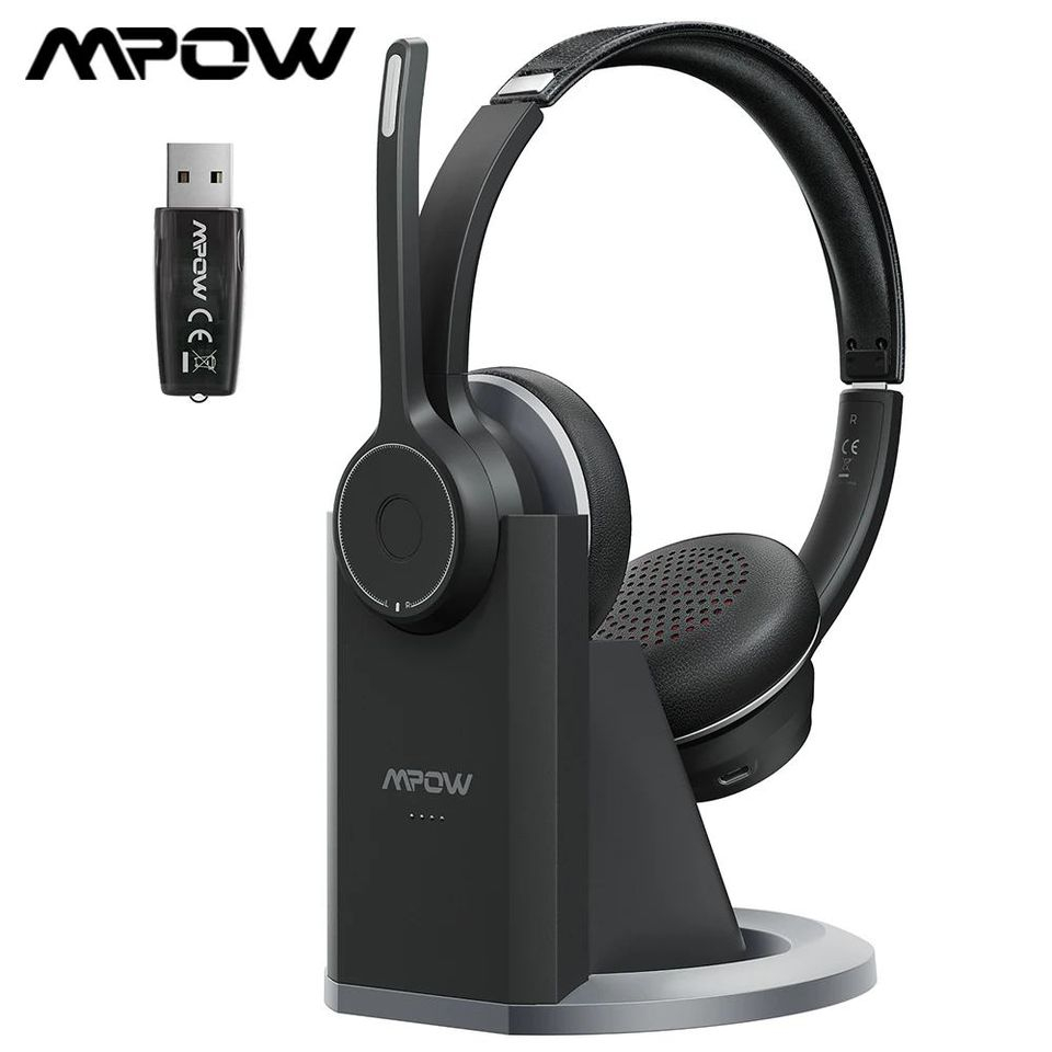 Mpow HC5 Pro Bluetooth 5.0 Headset with Charge Base And Dual CVC8.0 ...