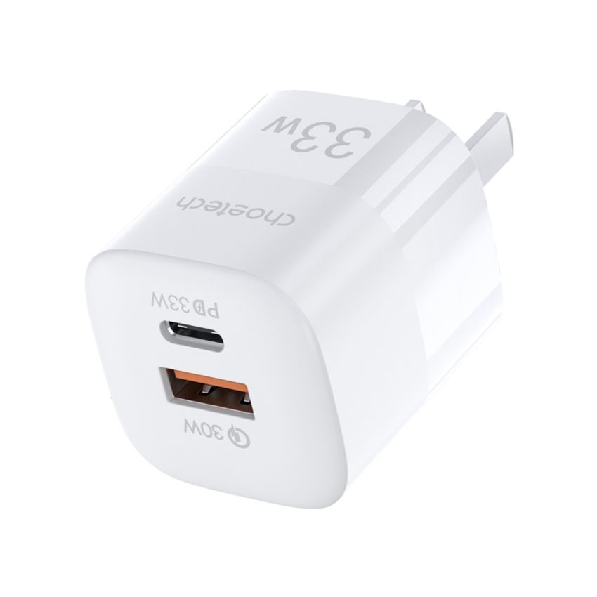 หัวชาร์จ Choetech Dual USB-A and USB-C Port PD PPS 33W Charger - White ...