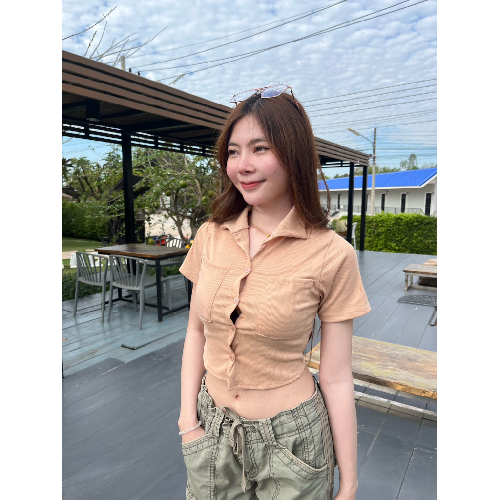 PRP x SPN เสื้อครอป กระดุมหน้าถอดได้จริง ผ้านุ่ม เพียว C601A | Shopee ...