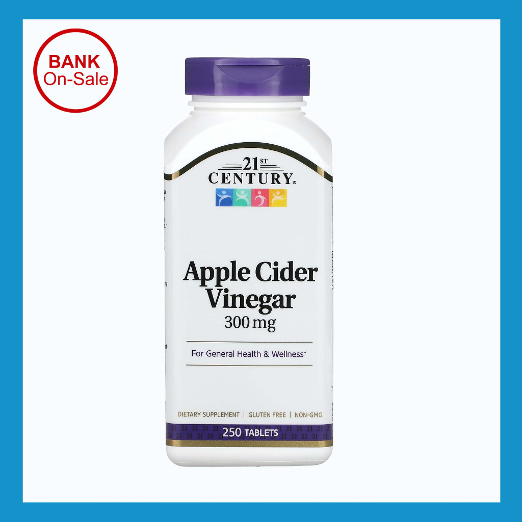 21st Century, Apple Cider Vinegar, 300 mg, 250 Tablets | Shopee Thailand
