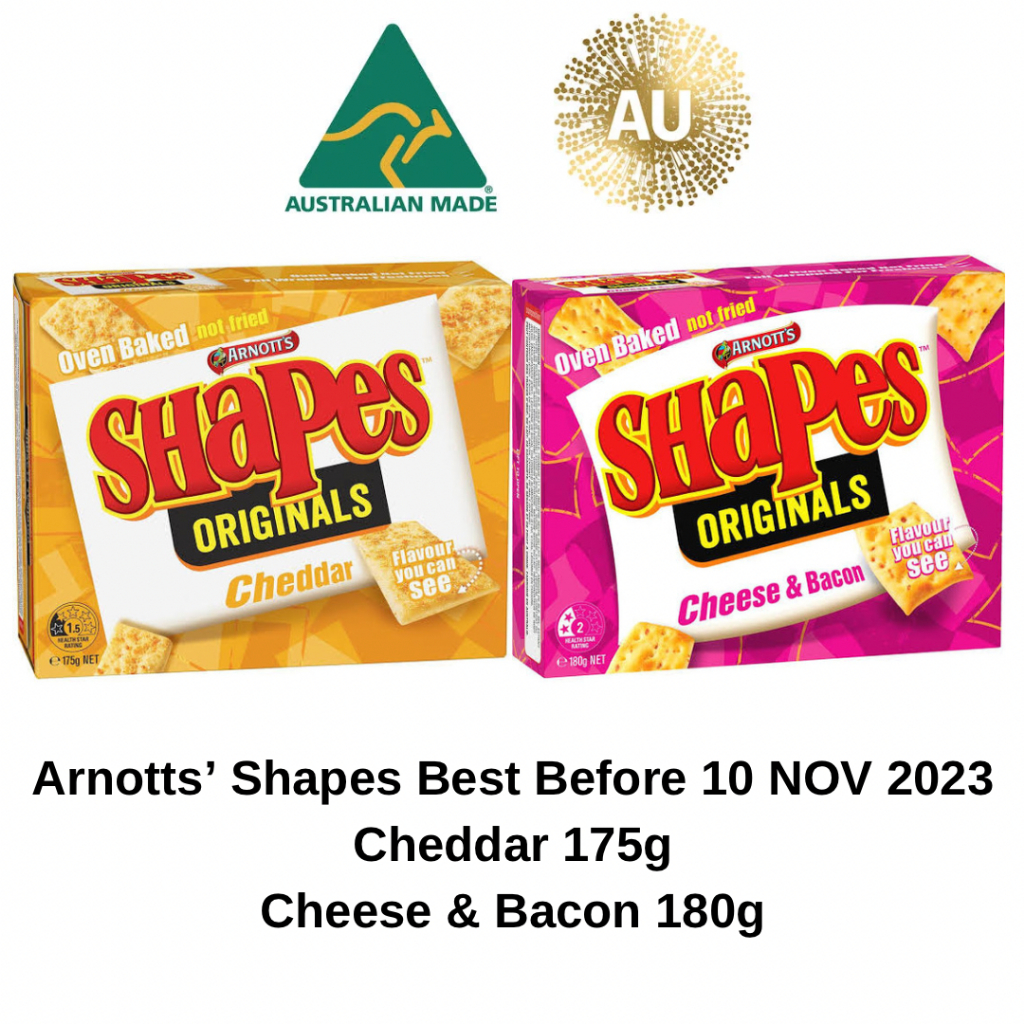 เชพส์ บิสกิตออสเตรเลีย Shapes (Cheddar / Cheese and Bacon) (BBF 10 NOV ...