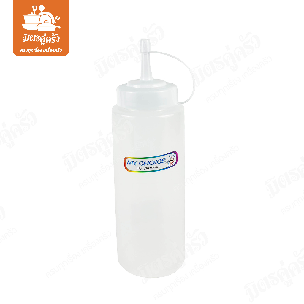 ขวดซอสสีใส ขวดซอสบีบมือสูง 1 รู ฝาปิด สีขาว PINONEER (PNB) ขนาด 500ml. / 700ml. / 900ml. / 950ml ...