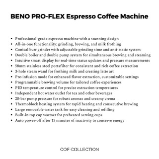 BENO เครื่องชงกาแฟเอสเพรสโซ่ รุ่น PRO-FLEX บด ชง ตีฟองในเครื่องเดียว ...