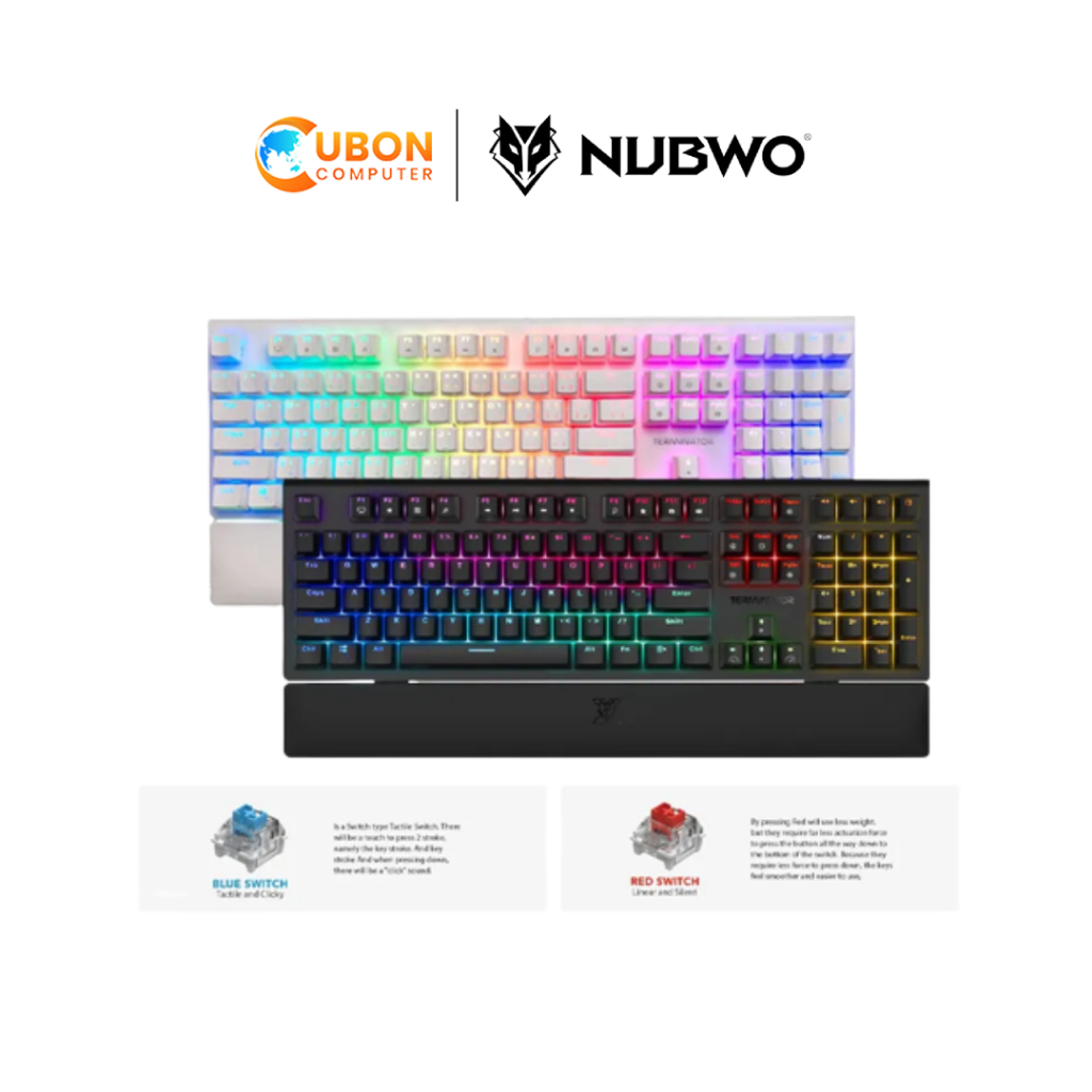 KEYBOARD คีย์บอร์ด NUBWO X30 TERMINATOR MECHANICAL (BLUE / RED) มี 2 สี ...