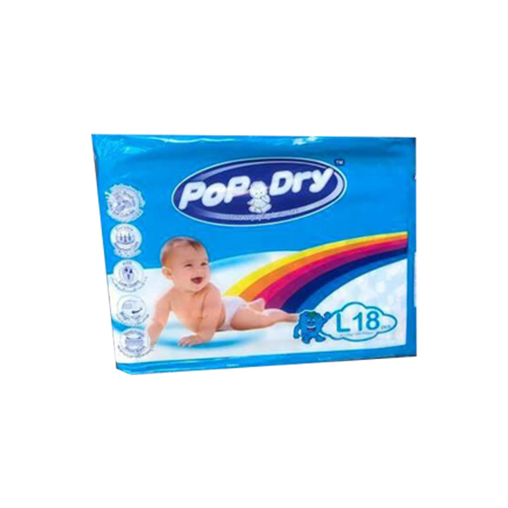 Pop Dry baby diapers medium SizeL ผ้าอ้อมเด็กสำเร็จรูป ไซส์ แอล 18ชิ้น ...