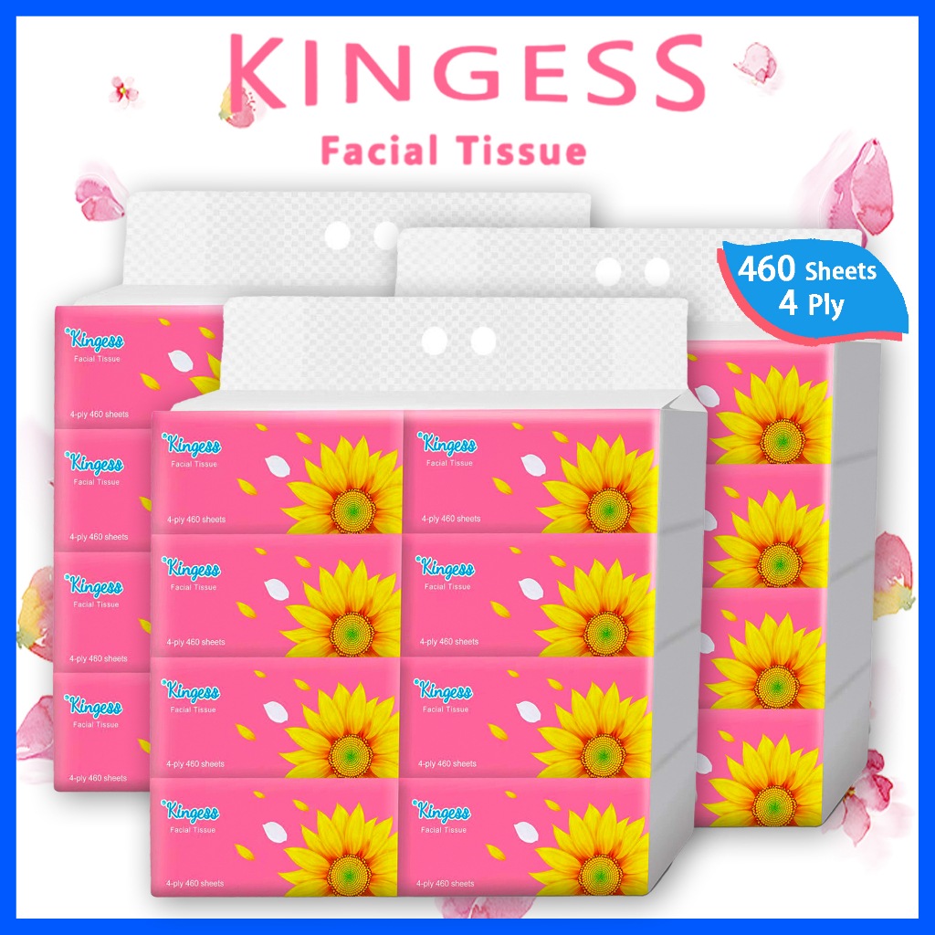 KINGESS ทิชชู่ถูกๆ ทิชชู่พกพา ทิชชู่ 3ชั้น 460แผ่น 8 ห่อ ขนาดทิชชู่กาง ...