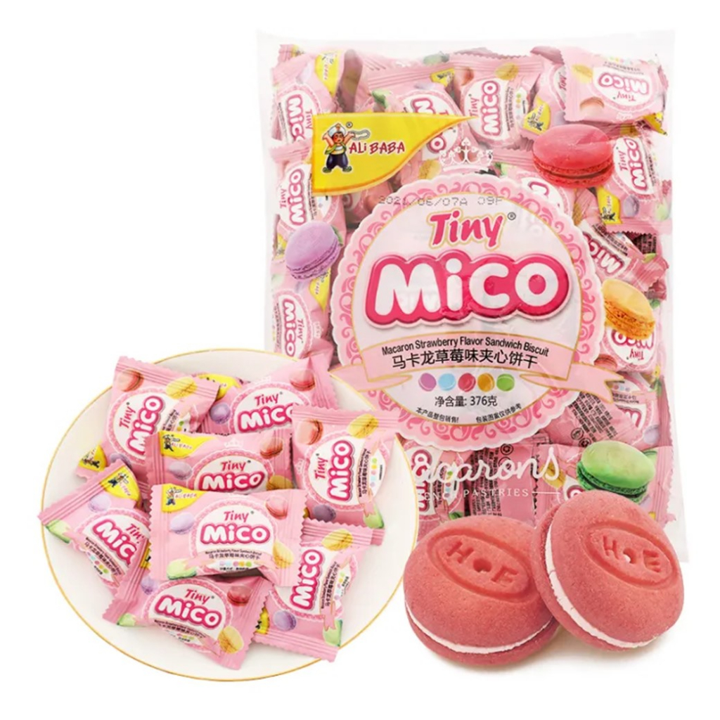 🍞Tiny Mico Macaron Cookies มาการองจิ๋ว 3กลิ่น 3รส ขนาด3cm ยกถุง 60ชิ้น 376กรัม หอม อร่อย เหมาะนำ ...