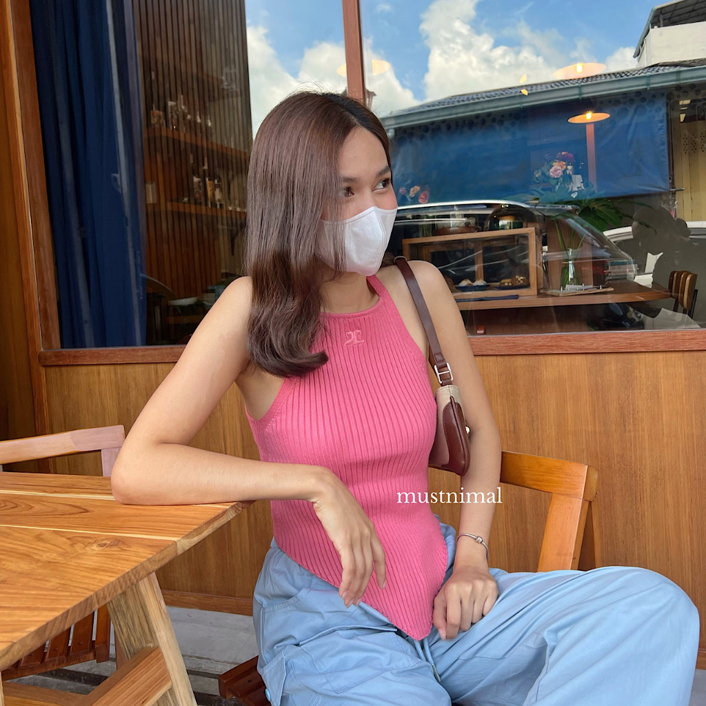 (พร้อมส่ง) MUSTNIMAL | Stella knit เสื้อกล้ามไหมพรมผ้าหนาพรีเมียมปลายโค้ง TP031 | Shopee Thailand