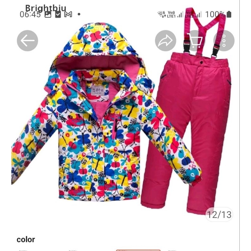 เสื้อโค้ทมีฮู๊ดและกางเกงเอี้ยมของเด็กสำหรับลุยหิมะไซส์8Aความสูง130cm | Shopee Thailand