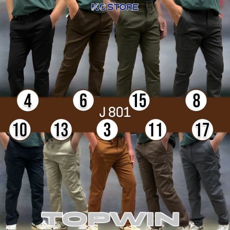 Chino Pants #J801 ขายาวชิโน่ผ้ายืด ทรงกระบอก เป้าซิป กระเป๋าหลังเจาะ มี ...