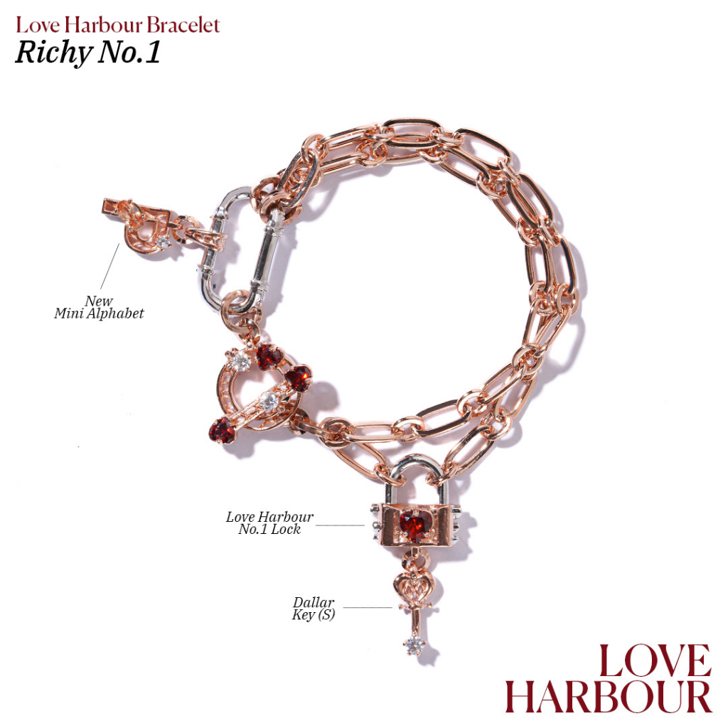 Dallar/Love Harbour Richy No.1 Bracelet + Mini Alphabet & Key(S) (Pink ...