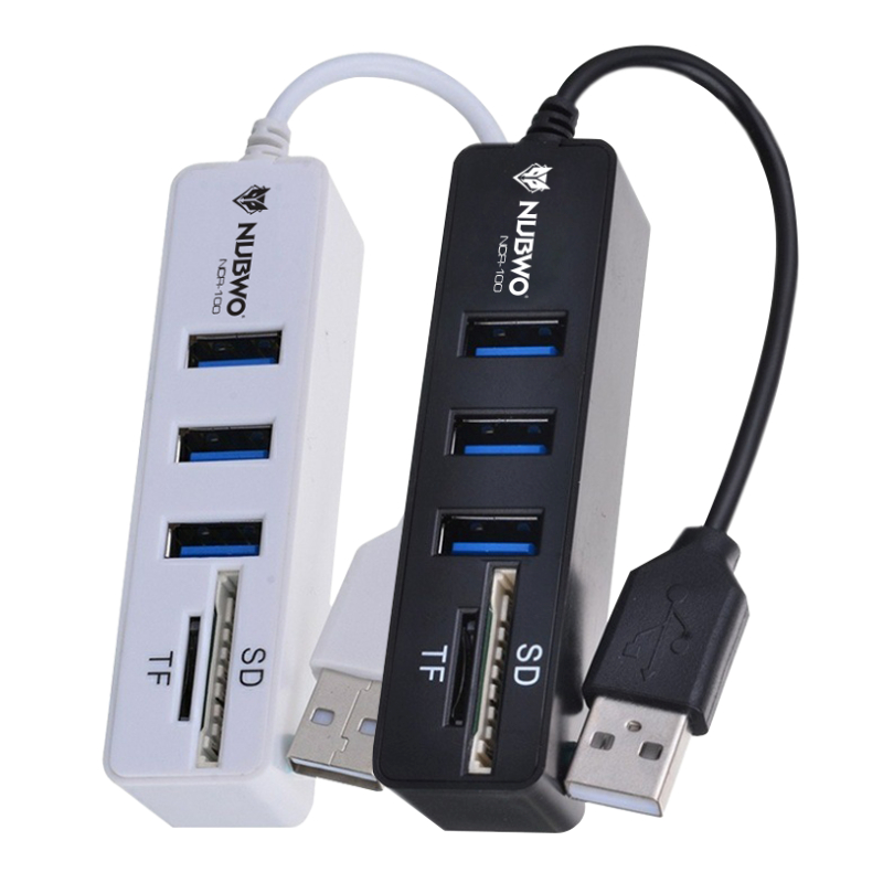 3 Port USB HUB v2.0 + Card Reader NUBWO NCR-100 (Black) ฮับ ยูเอสบี และ การ์ดรีดเดอร์ ประกัน 1Y ...