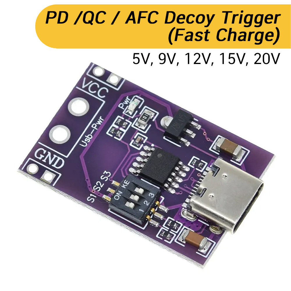 PD/QC/AFC Fast Charge Decoy Trigger สนับสนุน 5V 9V 12V 15V 20V USB Type-C แรงดันไฟฟ้าคงที่สำหรับ ...