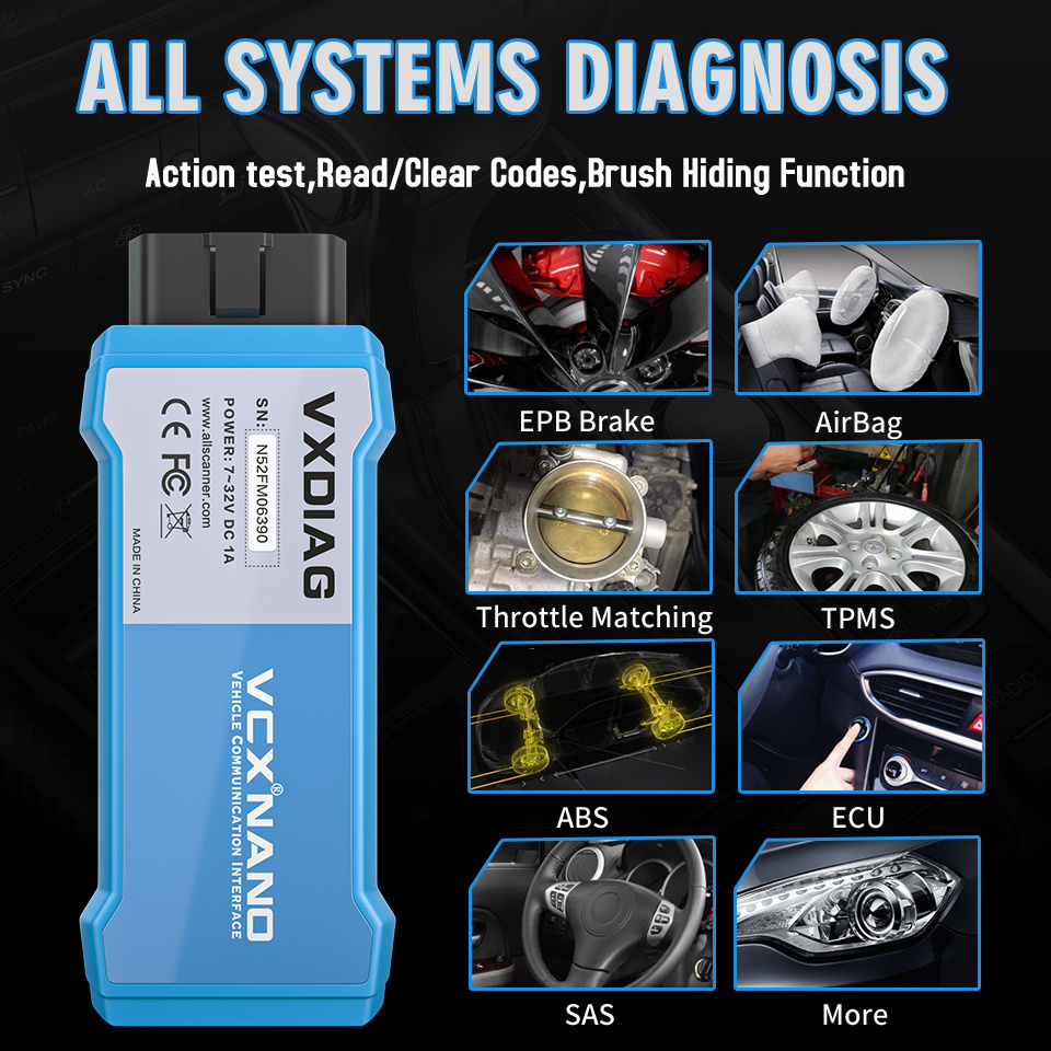 VX DIAG VCX NANO VXDIAG VCX NANO NX400 J2534 All System Diagnostic tool ...