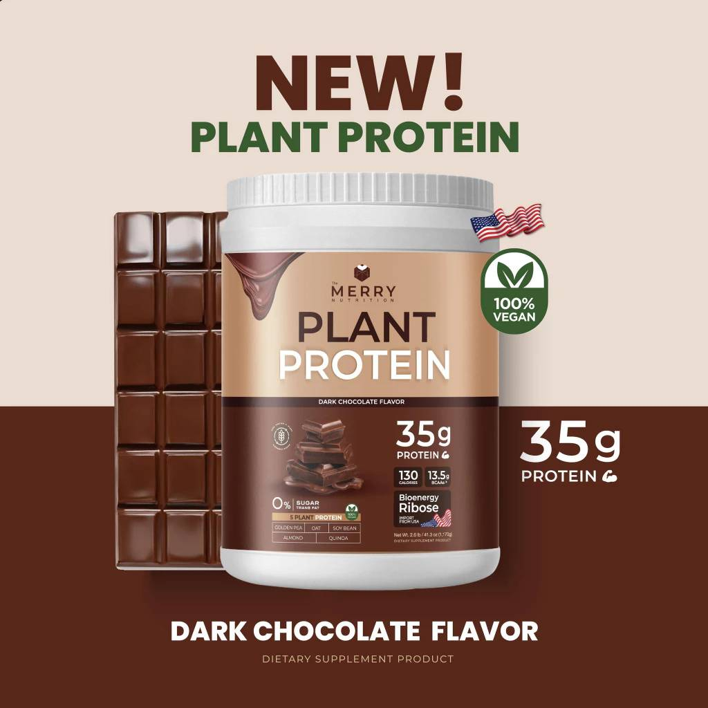 Merry Plant Protein โปรตีนพืช 5 ชนิด : รส Dark Chocolate Flavor 1 ...