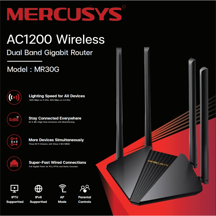 Router MERCUSYS (MR30G) Wireless AC1200 Dual Band Gigabit | Shopee Thailand