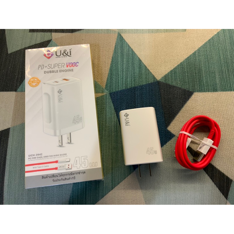 สายชาร์จ PD+Super Vooc 45 W ช่อง 2 พอร์ต usb type c พร้อมสาย usb to ...