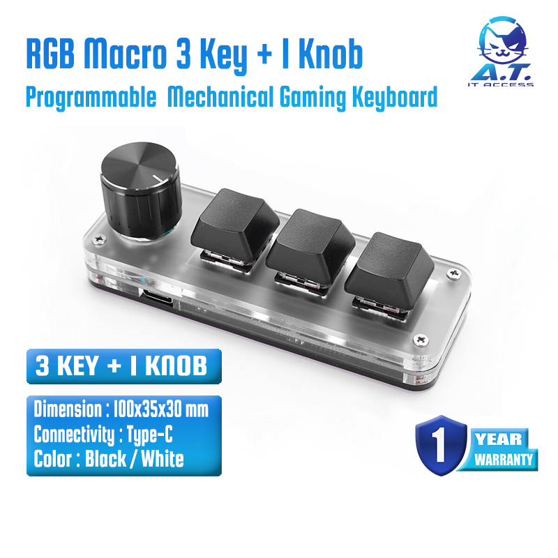 Macropad Macro Mechanical Keyboard RGB Mini Gaming Mini 3 Keys Knob Function | Shopee Thailand