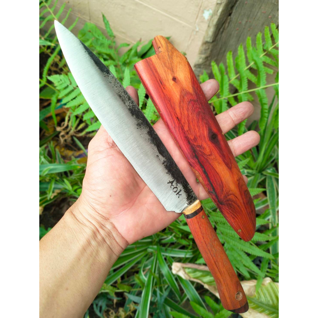 มีดเหน็บปลายแหลม อีเหน็บ (E-Nep) มีดอีเหน็บ มีดพก มีดเดินป่า มีดแคมป 7.6” SUP9 ผิวไฟ ด้ามฝักไม้ ...