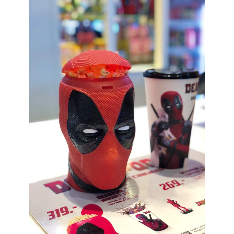 (ทักขอลด120฿) ถังป๊อปคอร์นและแก้วน้ำ Deadpool 2 เดดพลู จาก Major ...