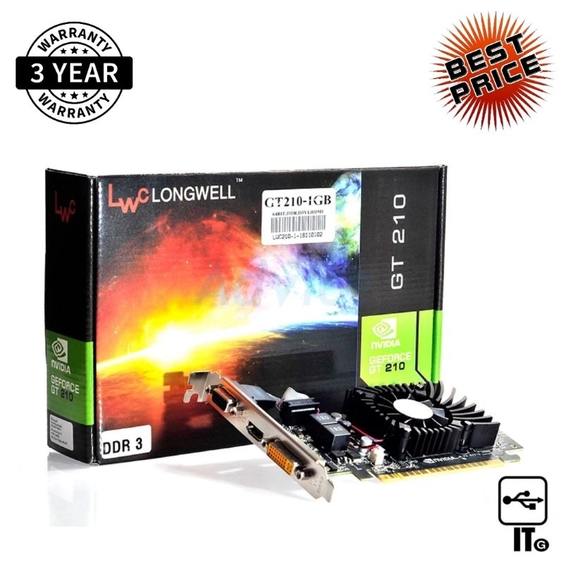 VGA LONGWELL GEFORCE GT 210 - 1GB DDR3 ประกัน 3Y การ์ดจอ กราฟิกการ์ด การ์ดจอเล่นเกม | Shopee ...