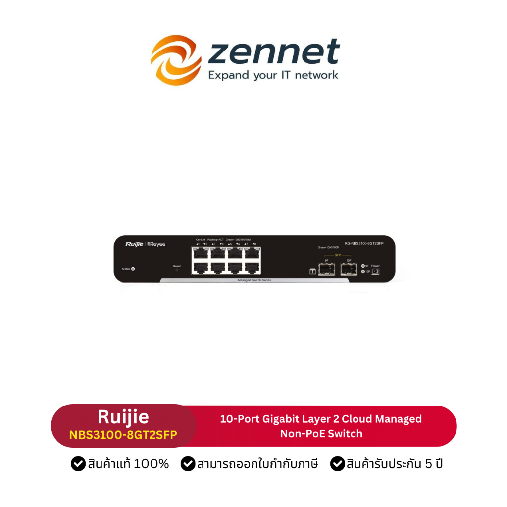 Ruijie NBS3100-8GT2SFP 10-Port Gigabit Layer 2 Cloud Managed Non-PoE ...