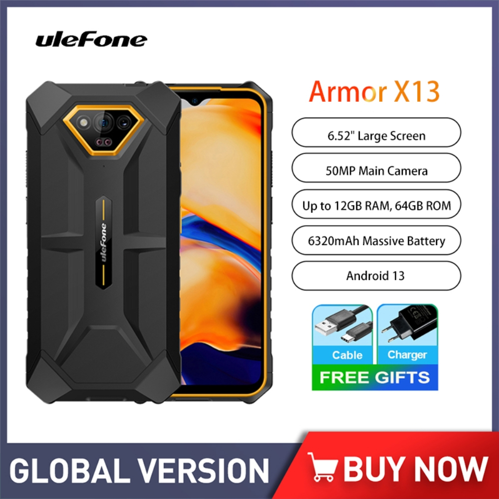 Ulefone Power Armor X13 Rugged Smartphone 6.52Inch 6GB+64GB 50MP 6320mAh Cell Phone Android 13 ...