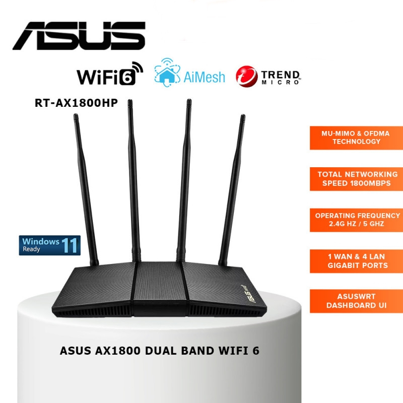 ROUTER (เร้าเตอร์) ASUS (RT-AX1800HP) Wireless AX1800 Dual Band Gigabit ...