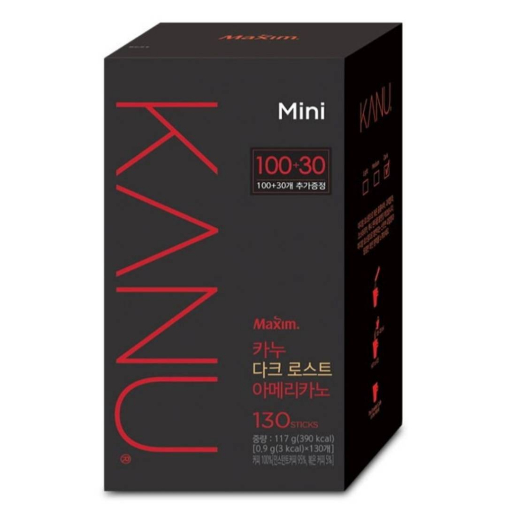 กาแฟเกาหลี maxim kanu mini americano dark roasted 100T+30T (0.9gx130T ...