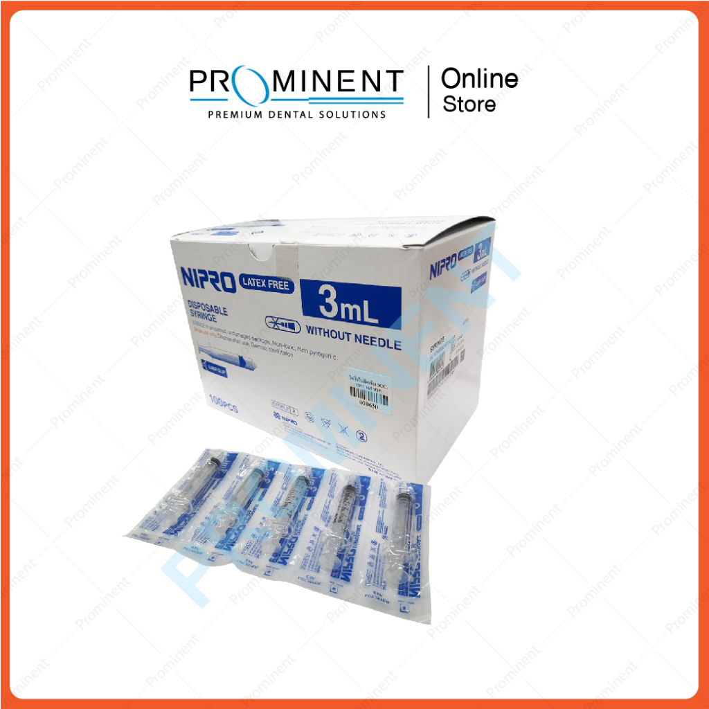 (07-06-30) NIPRO DISPOSABLE SYRINGE 3 ml 1 box / 100 pcs ป้อนยา ล้างจมูก ให้อาหาร กระบอกฉีดยา ...