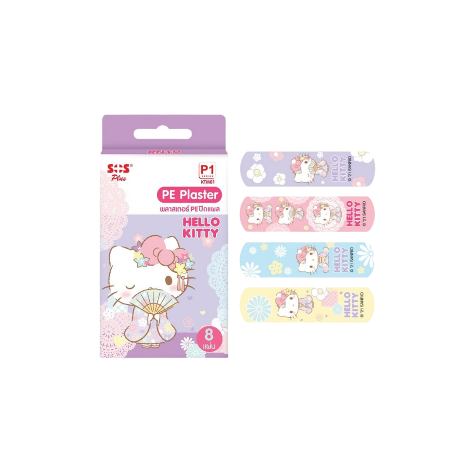 SOS Plus HELLO KITTY พลาสเตอร์ปิดแผล ลาย เฮลโล คิตตี้ P1 Plaster 8 แผ่น ...