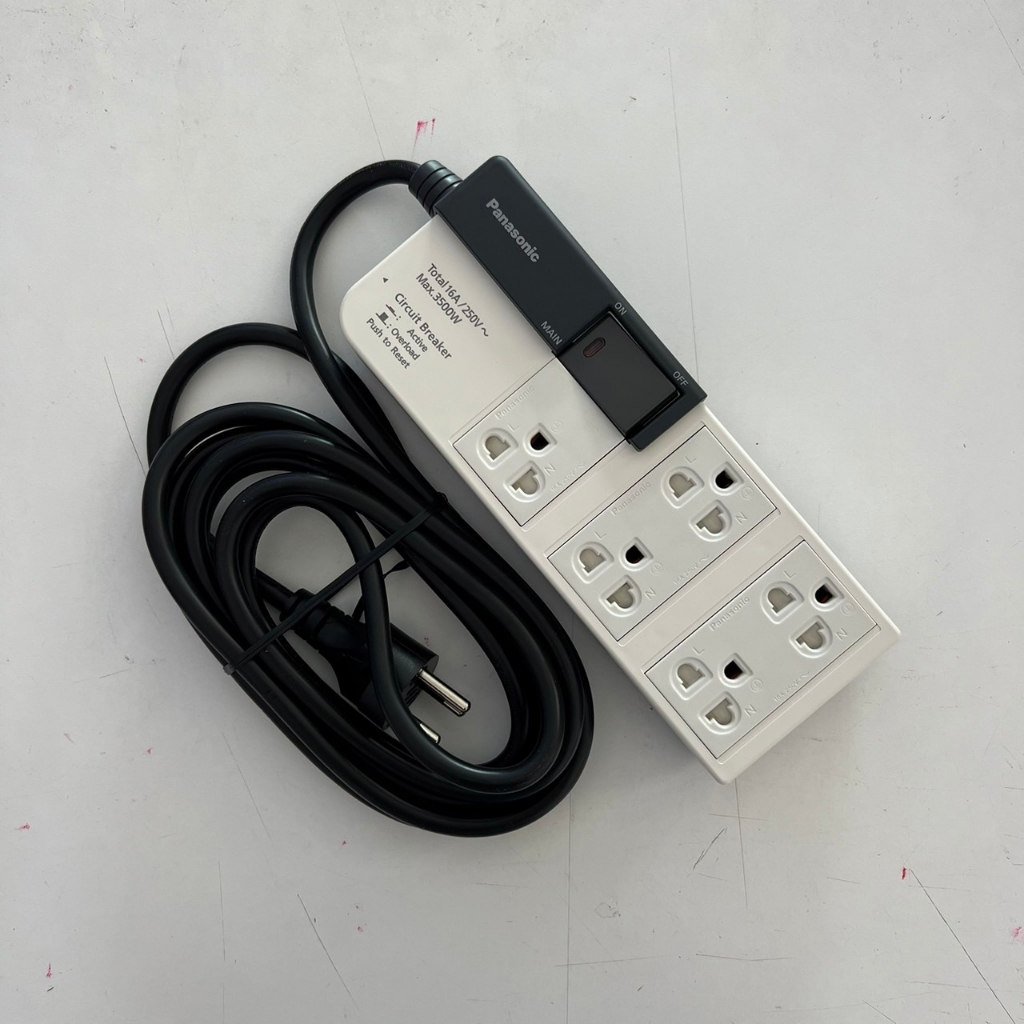 (ออกใบกำกับภาษีไม่ได้) Panasonic ปลั๊กพ่วง 5 ช่อง พร้อมสวิตช์ รุ่น WCHG ...