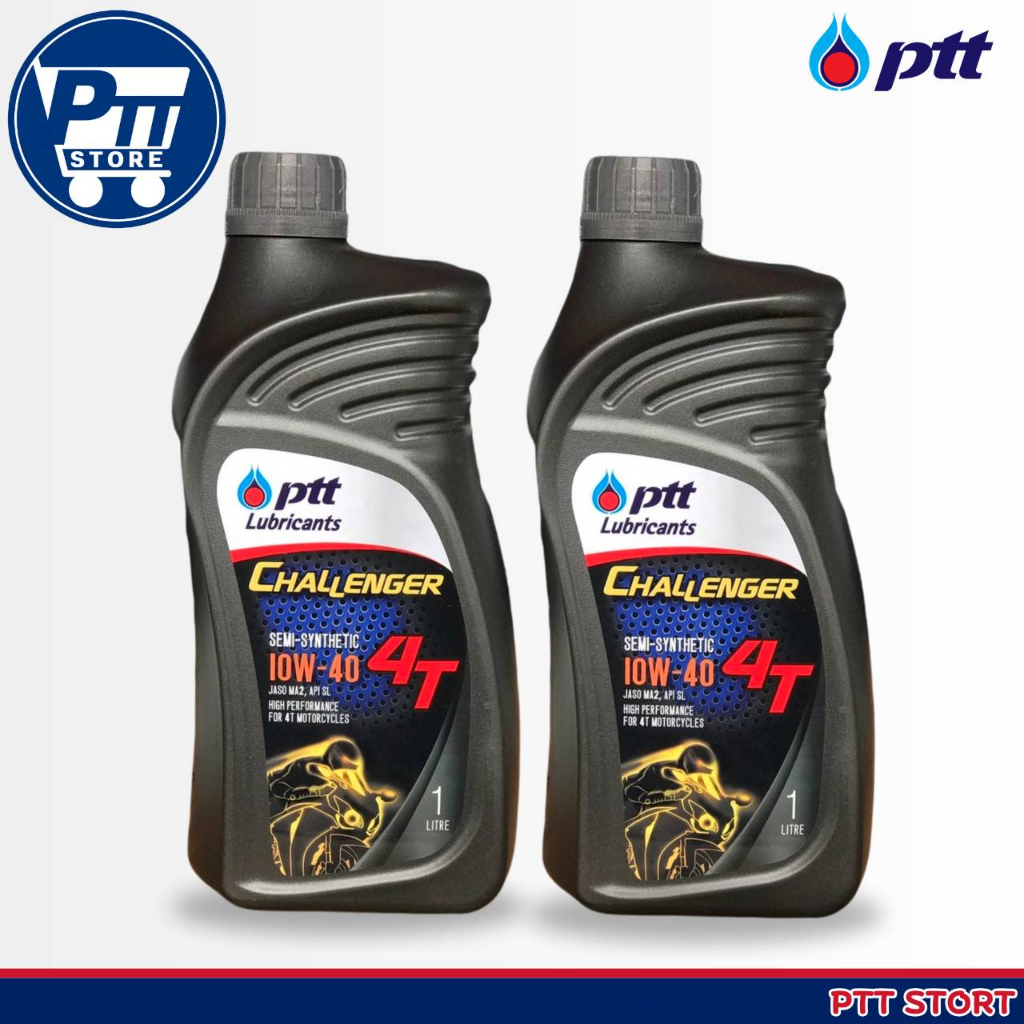 ปตท. PTT น้ำมันเครื่องมอเตอร์ไซค์ Challenger Semi-Synthetic 4T 10w-40 ...
