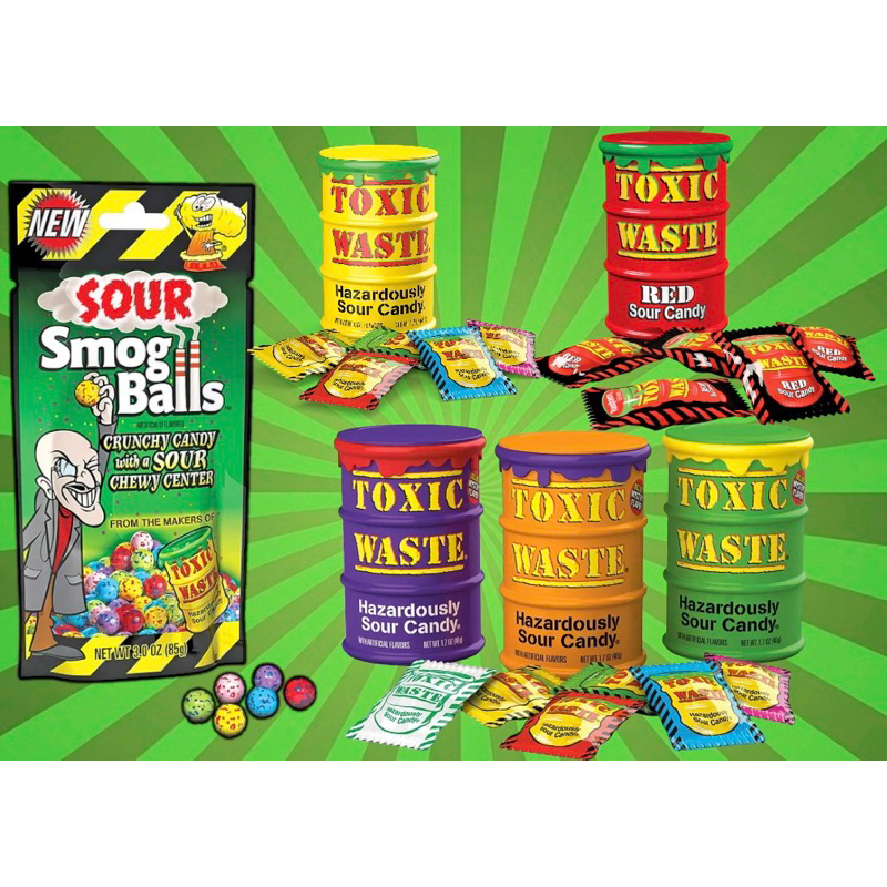 ขนมนำเข้า🇺🇸 Toxic Waste ขนมฮิตTiktok Random Color Drums: ultra-sour ...