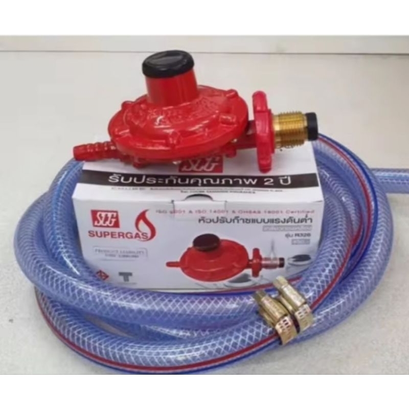 หัวปรับแรงดันต่ำเกลียวทองเหลืองรุ่นR326พร้อมสายแก็ส2เมตรตัวรัด2ตัว ...