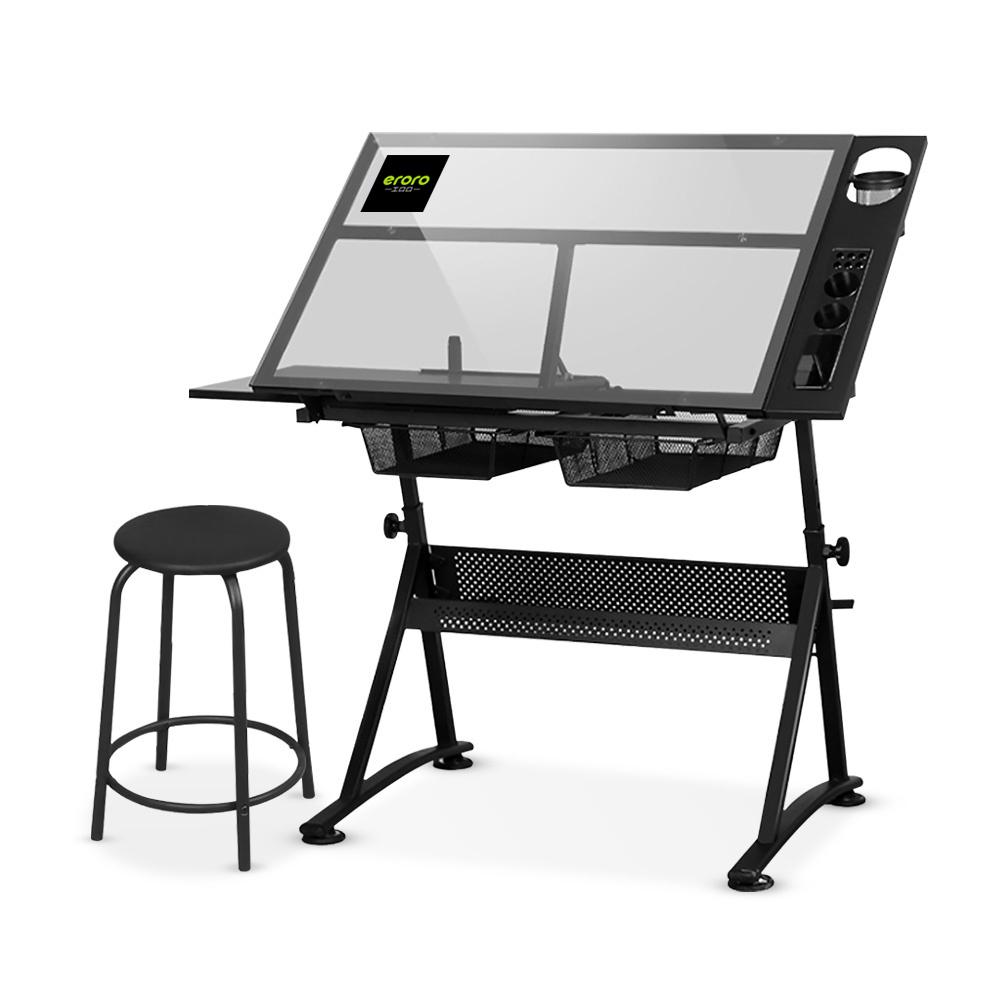 ERORO โต๊ะวาดรูป เขียนแบบ เป็นบานกระจก ปรับระดับความเอียงได้ เหมาะใช้ ...