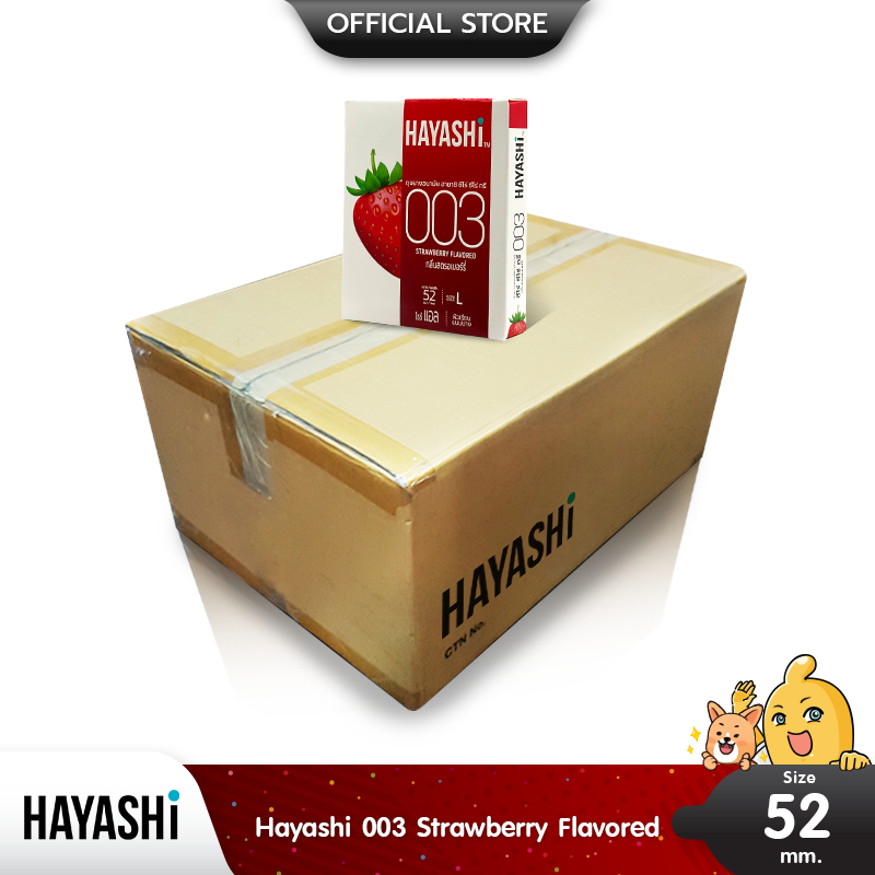 Hayashi 003 Strawberry Flavor ถุงยางอนามัย กลิ่นสตรอเบอร์รี่ บาง 0.03 ...