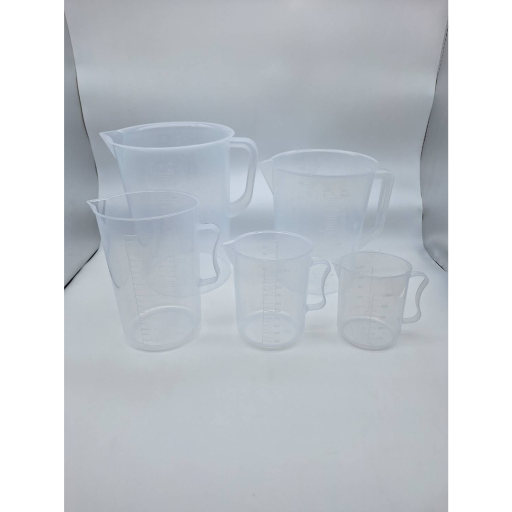 บีกเกอร์พลาสติก , กระบอกตวงพลาสติกมีหูจับ Beaker with handle ความจุ 1000ml/2000ml/5000ml ...