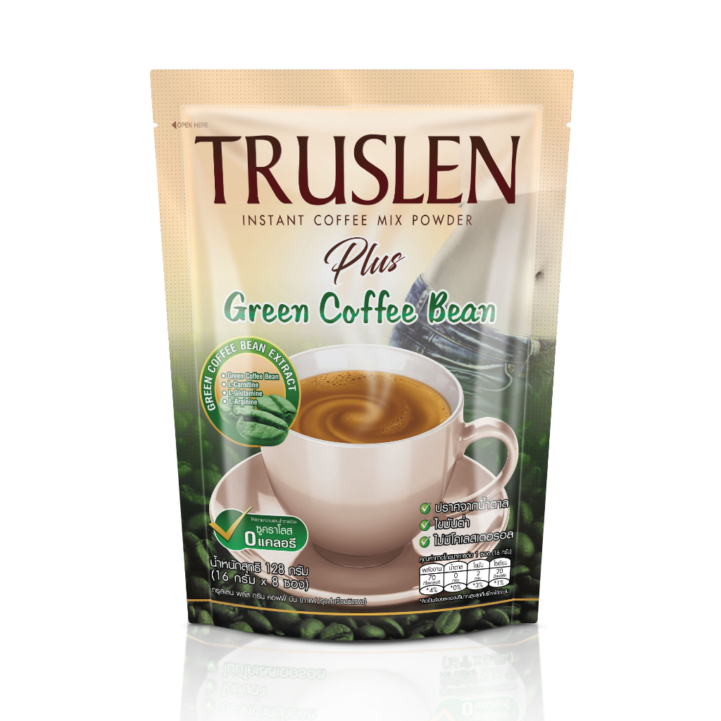 (8 ซอง) Truslen Instant Coffee Mix Powder Plus Green Coffee Bean ทรูส ...