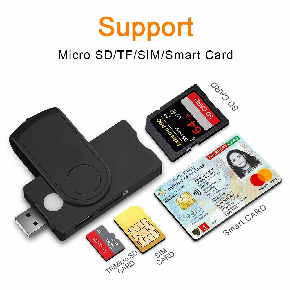 Newtech 4 IN 1 USB Smart Card Reader SD+TF+SIM รุ่น HC-67 | Shopee Thailand