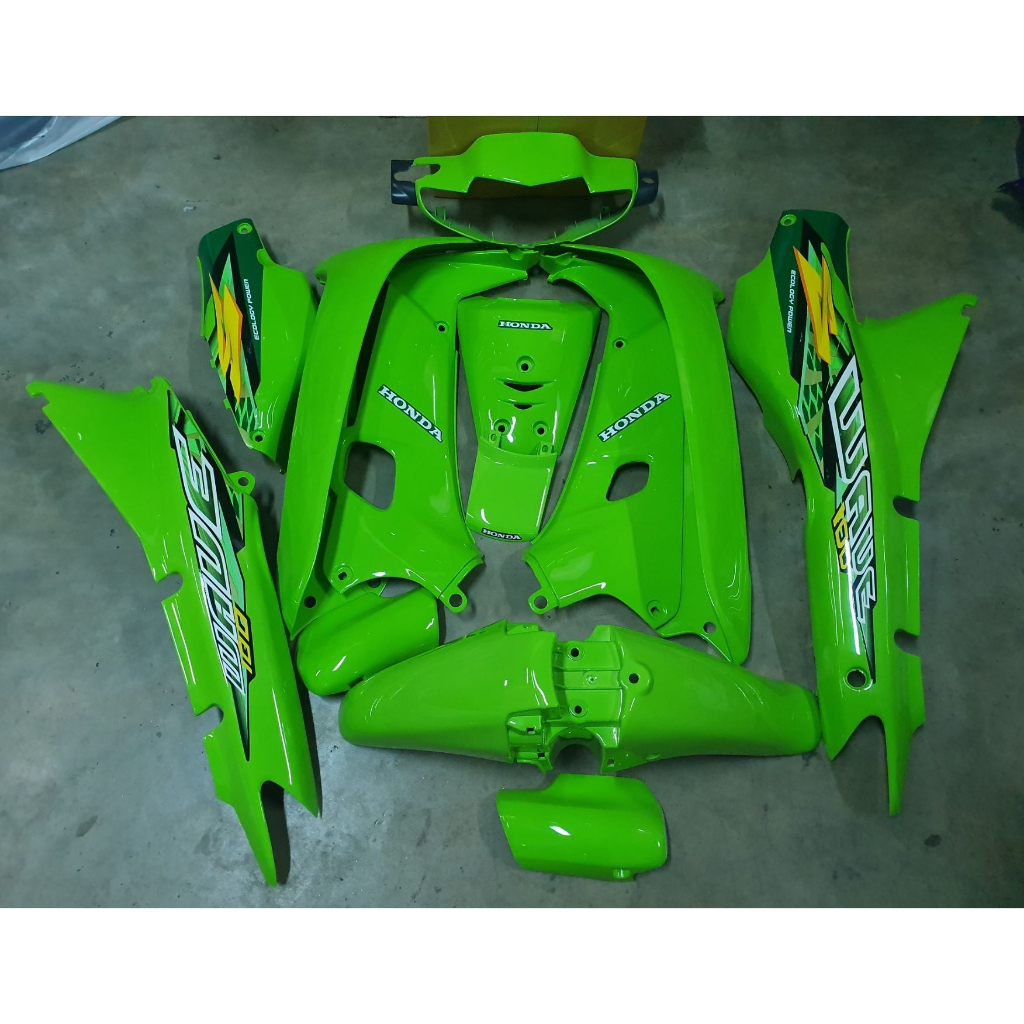 wave100 เวฟ110s ไฟหน้าตาคู่ สีเขียวตอง พร้อมติดลาย wave100s ปี2004 กาบ ...