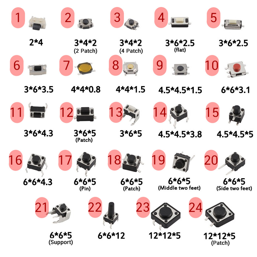 สวิตช์จิ๋ว กดติด ปล่อยดับ Micro Push Button Tactile Switch Reset Mini ...