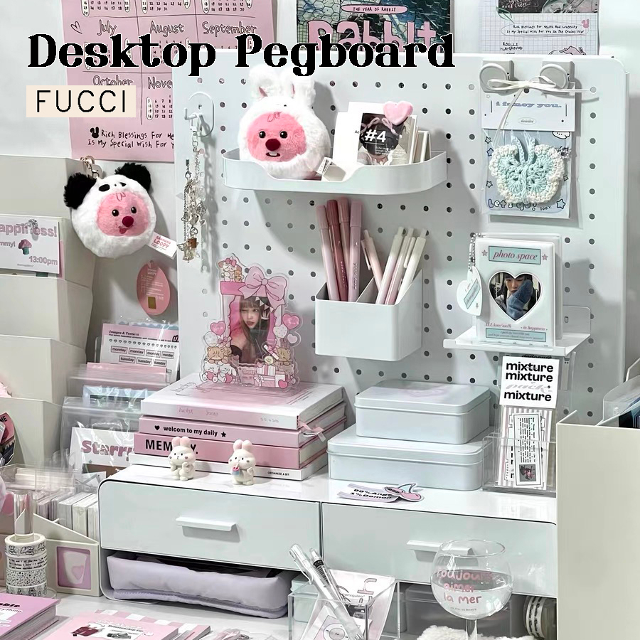 [𝗙𝗨𝗖𝗖𝗜]📚𝐃𝐞𝐬𝐤𝐭𝐨𝐩 𝐒𝐡𝐞𝐥𝐟 ⒸⓁⒶⓈⓈⒾⒸ ชั้นวางแผ่นเจาะรู โลหะแม่เหล็ก มีลิ้นชัก ...