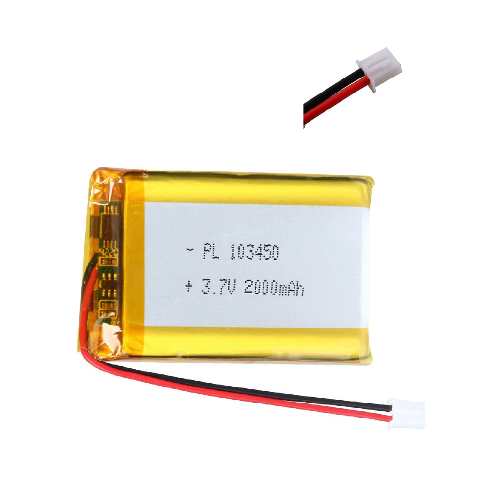 103450 เข้าหัว xh2.54 2 pin 3.7V 2000MAH lipo polymer lithium rechargeable battery | Shopee Thailand